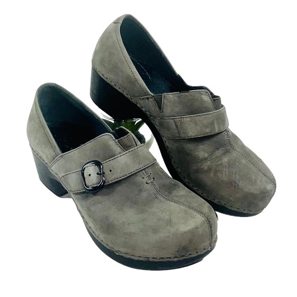 Dansko | Shoes | Dansko Tamara Clog Grey Nobuck Platform Leather Buckle ...